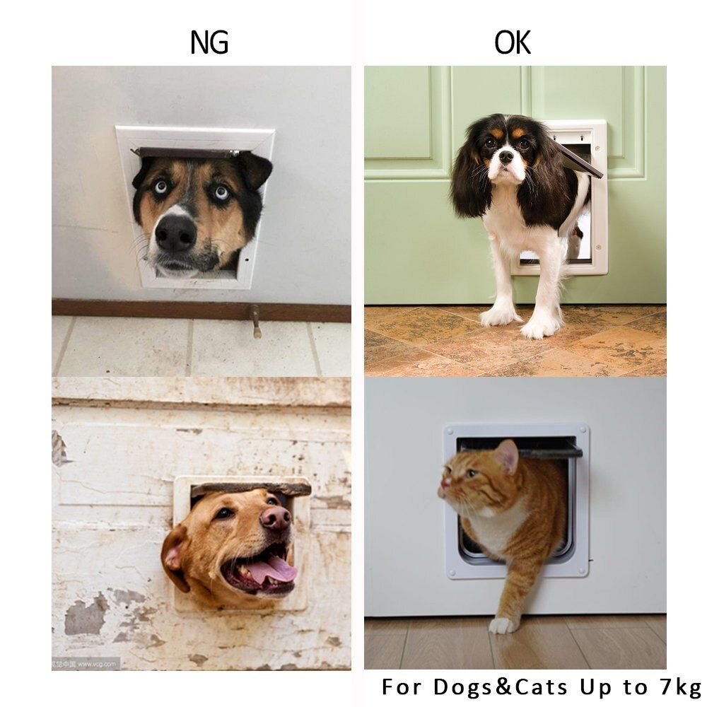 Dog Cat Flap Door 4 Way Lock Pet Cat Gate Security... – Grandado
