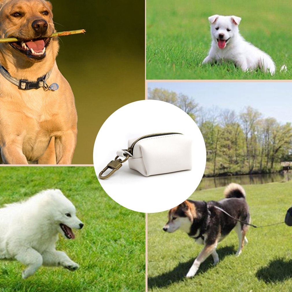 Leather dog poop bag pet travel outdoor portable d... – Grandado