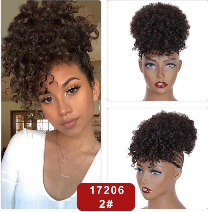 AISIBEAUTY Afro Short Kinky Curly Chignon Hair Ext... – Grandado