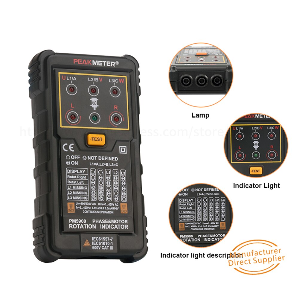 Handheld Drei Phase Rotation Indicator Meter 3 Mot... – Vicedeal