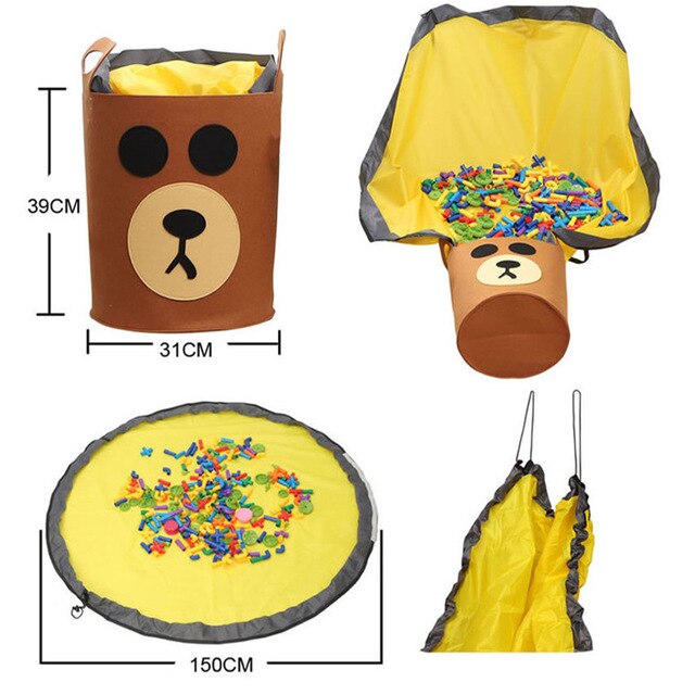Portable Kids Toy Storage Bag Play Mat Cartoon Dir... – Grandado