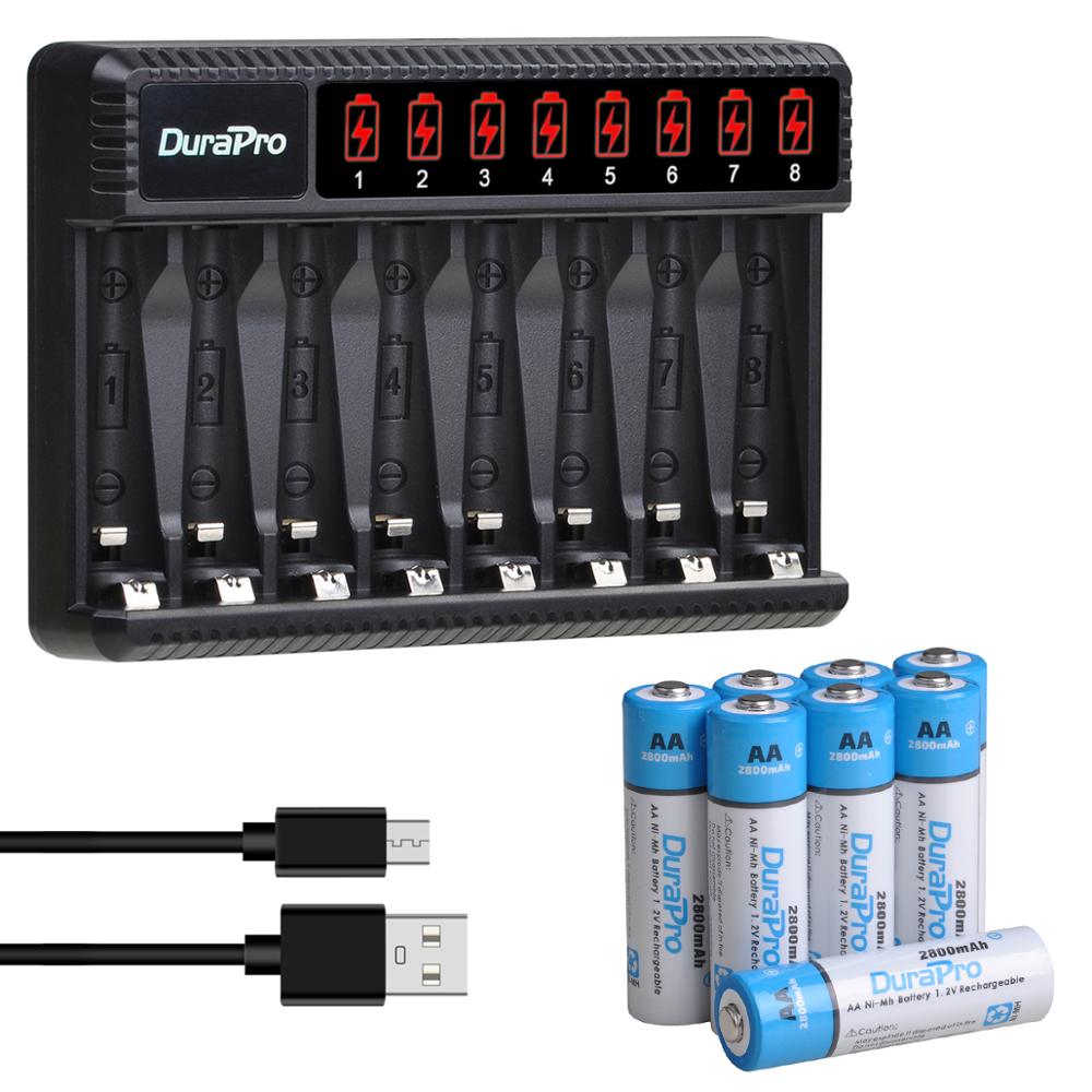 8 Slots Charger + 2800mAH AA Rechargeable Battery+... – Vicedeal