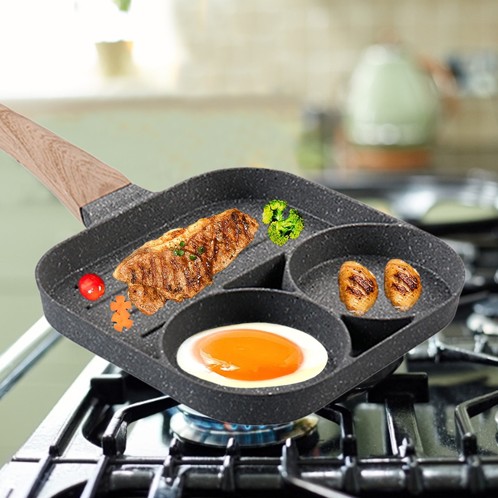 4-Cup Gebakken Ei Pan Non-stick Koekenpan Aluminiu... – Vicedeal