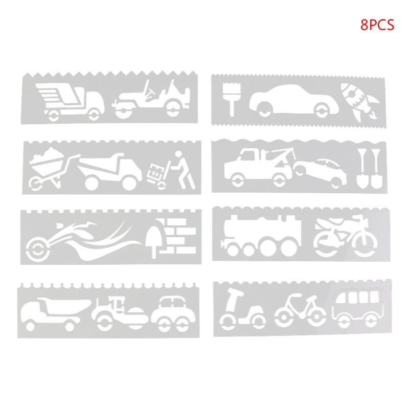 8 st / uppsättning barn plast ritmall linjaler ste... – Grandado