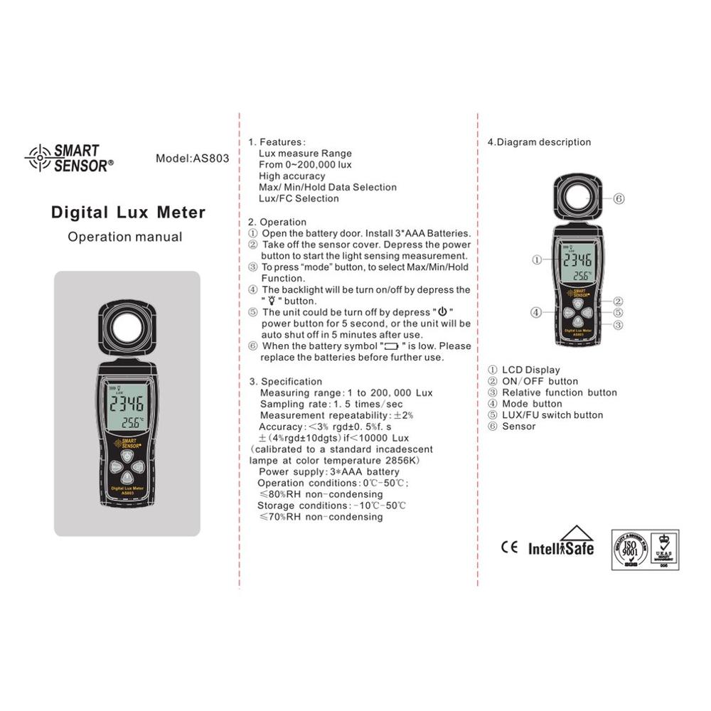 Luxmeter Digital Light Meter Lux Meter Photometer ... – Vicedeal