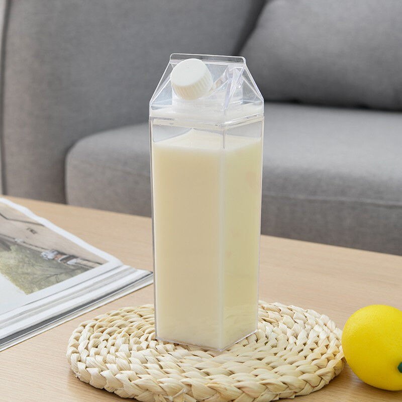 500ml/1000ml Square Milk Carton Water Bottle Trans... – Grandado