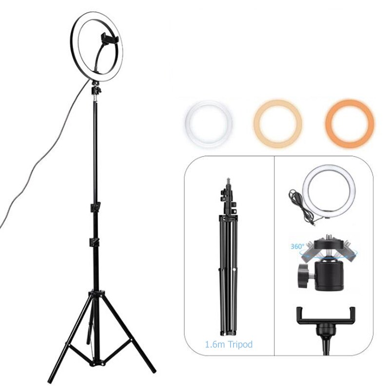 Dimmable LED Selfie Ring Light with Tripod USB Sel... – Vicedeal