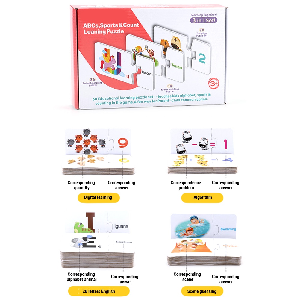 3 In 1 Counting Alphabet Flash Cards Kids Spelling... – Grandado