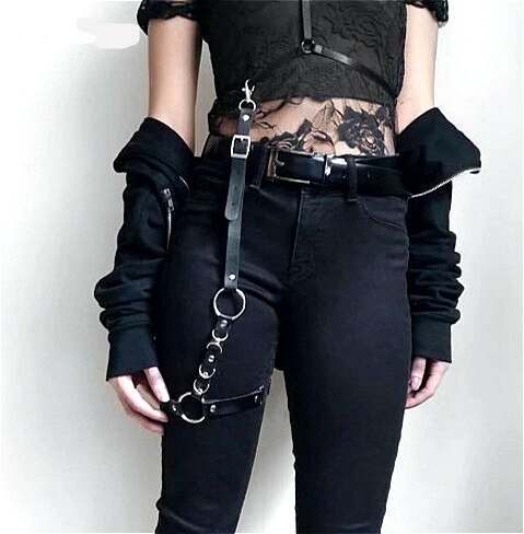 Kjede belte kvinner gate punk pu lær hjerte design... – Grandado