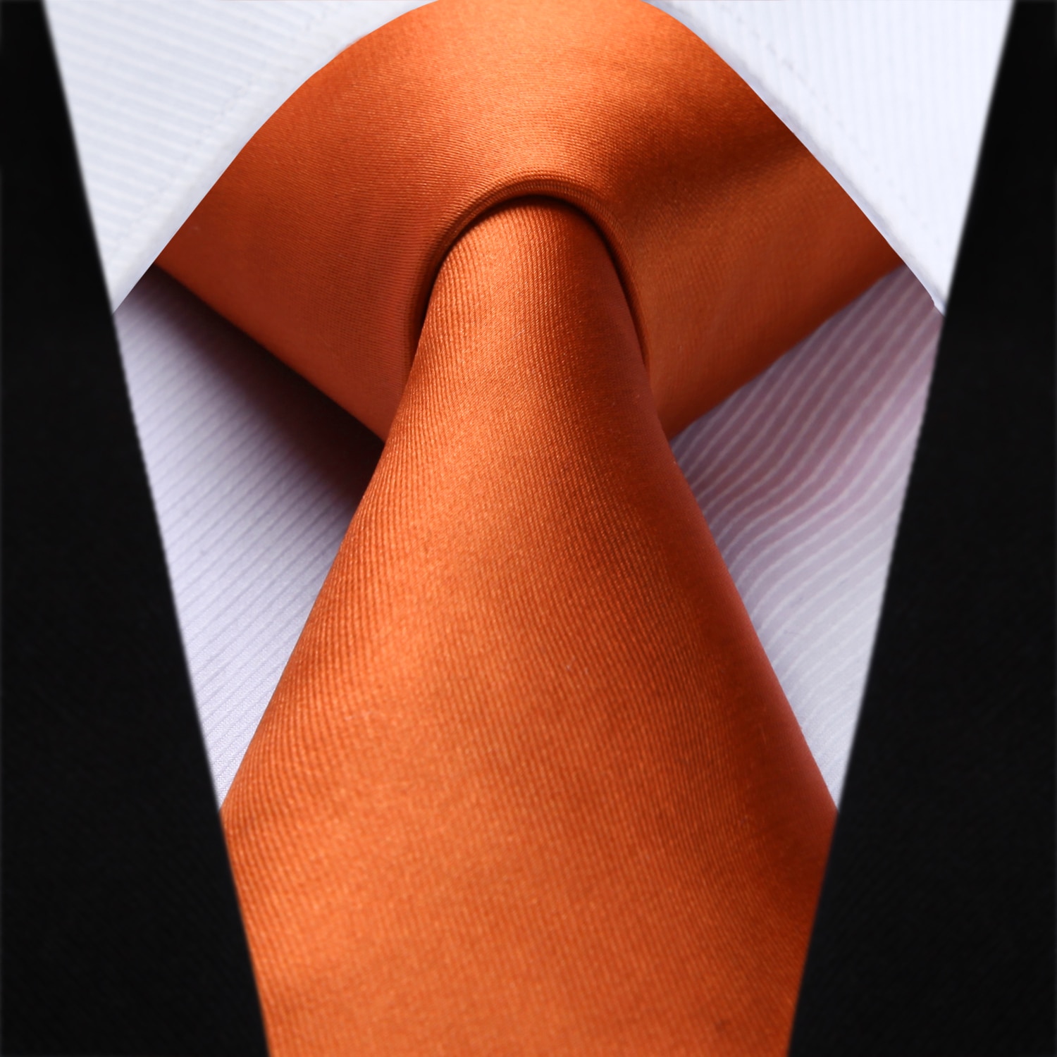 Woven Men Tie Orange Solid Necktie Handkerchief Se... – Vicedeal