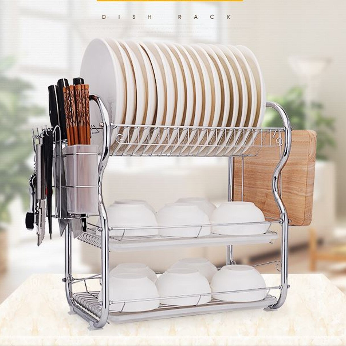 3 Layer Chrome Alloy Cutlery Stand Shelf Cutlery D... – Vicedeal