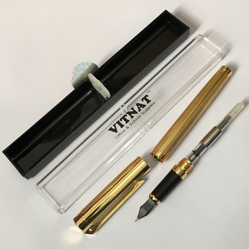 Luxury Metal Gold Medium Nib Fountain Pen Decorati... – Vicedeal