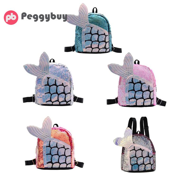 Girl Sequin Mermaid Backpack Children Large Zipper... – Grandado