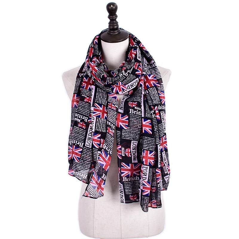 Newspaper Union Jack UK Flag Print Scarf Shawl Wra... – Grandado