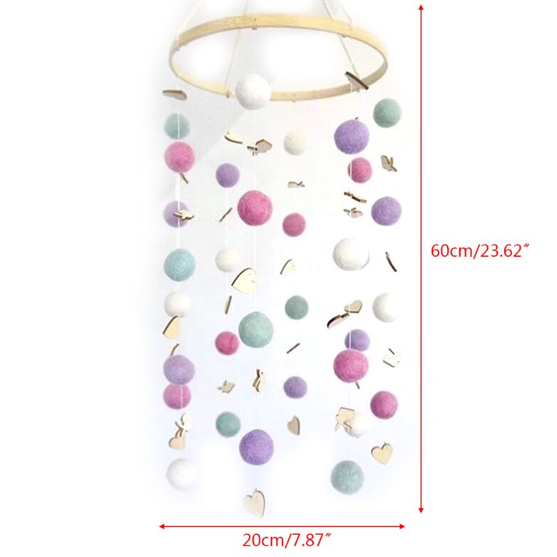 Round Rainbow Hair Ball Wind Chimes Mobile Bed Bel... – Grandado