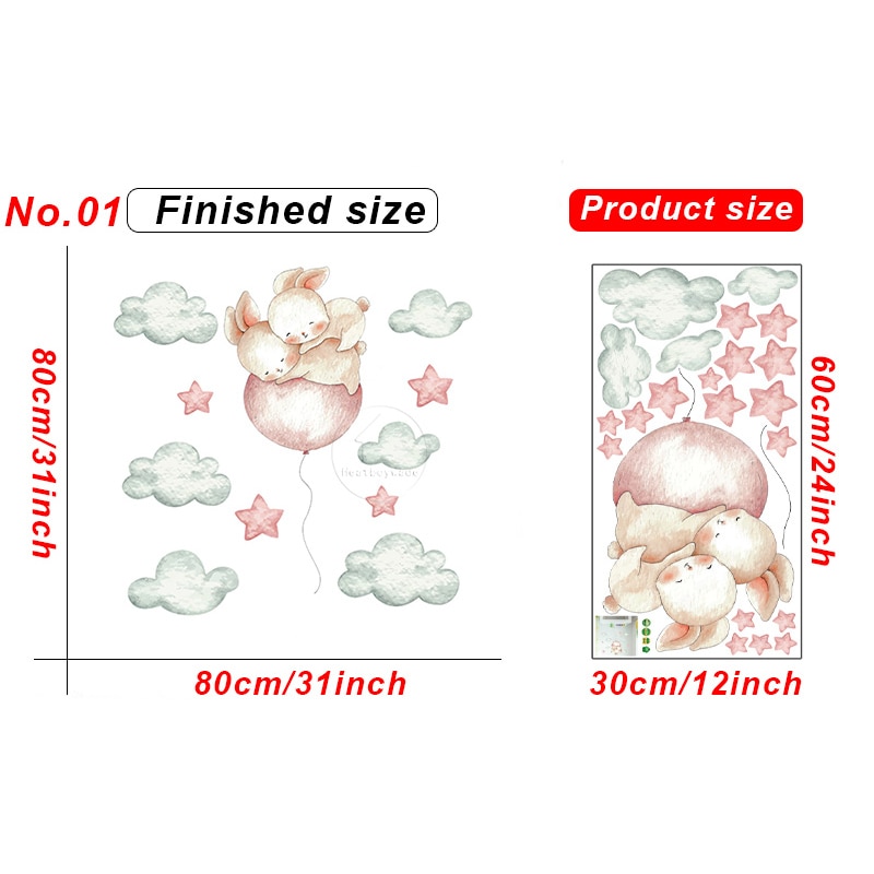 Cute Rabbits Friends Wall Stickers Baby Girls Room... – Vicedeal