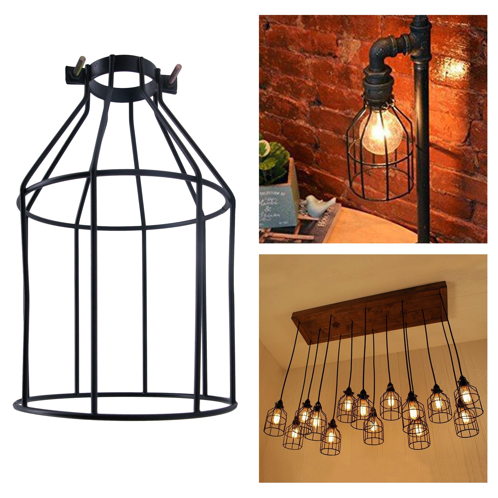 Wire Frame Pendant Light Loft Ceiling Lamp Shade H... – Grandado