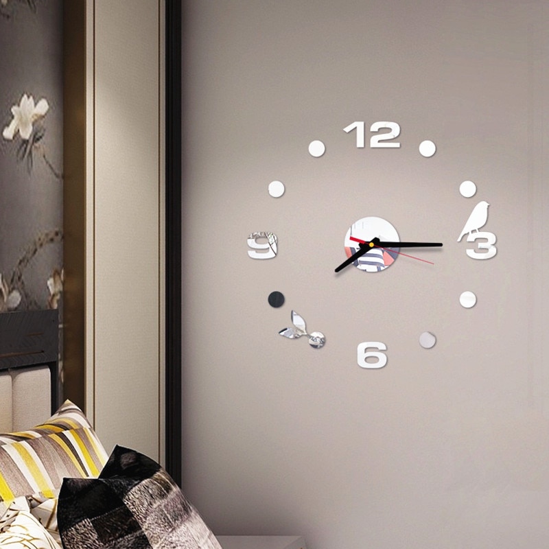 Reloj de pared 3D con pegatinas de espejo acrílico... – Grandado