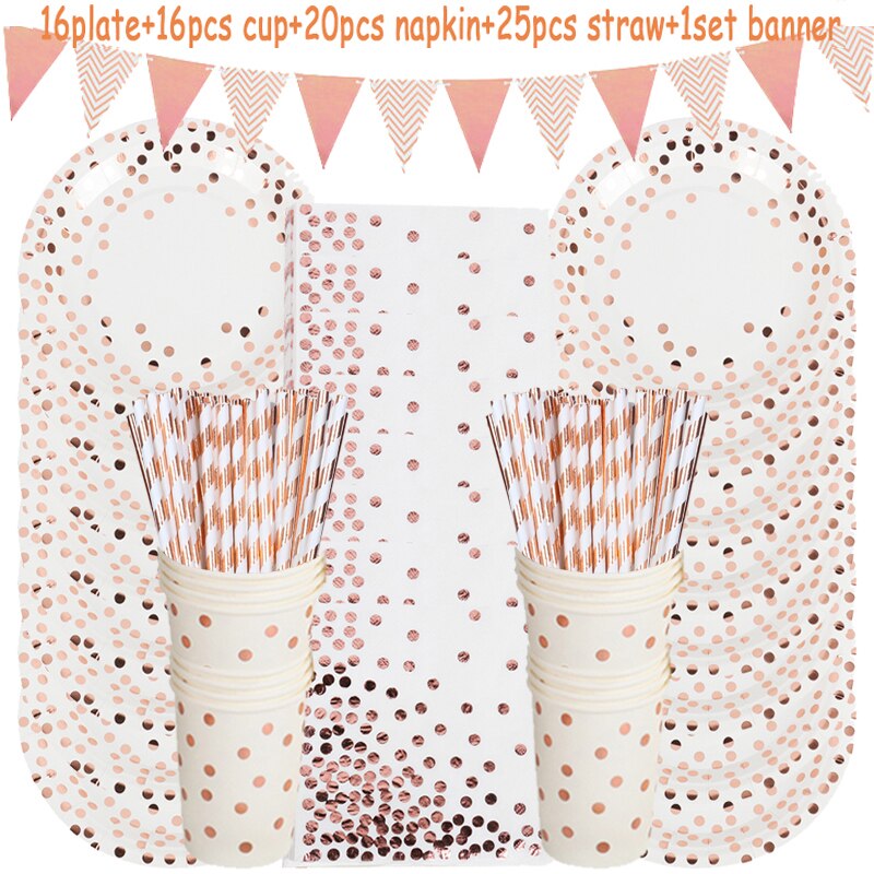 78pcs Rose Gold Dot Paper Party Supplies Birthday ... – Vicedeal