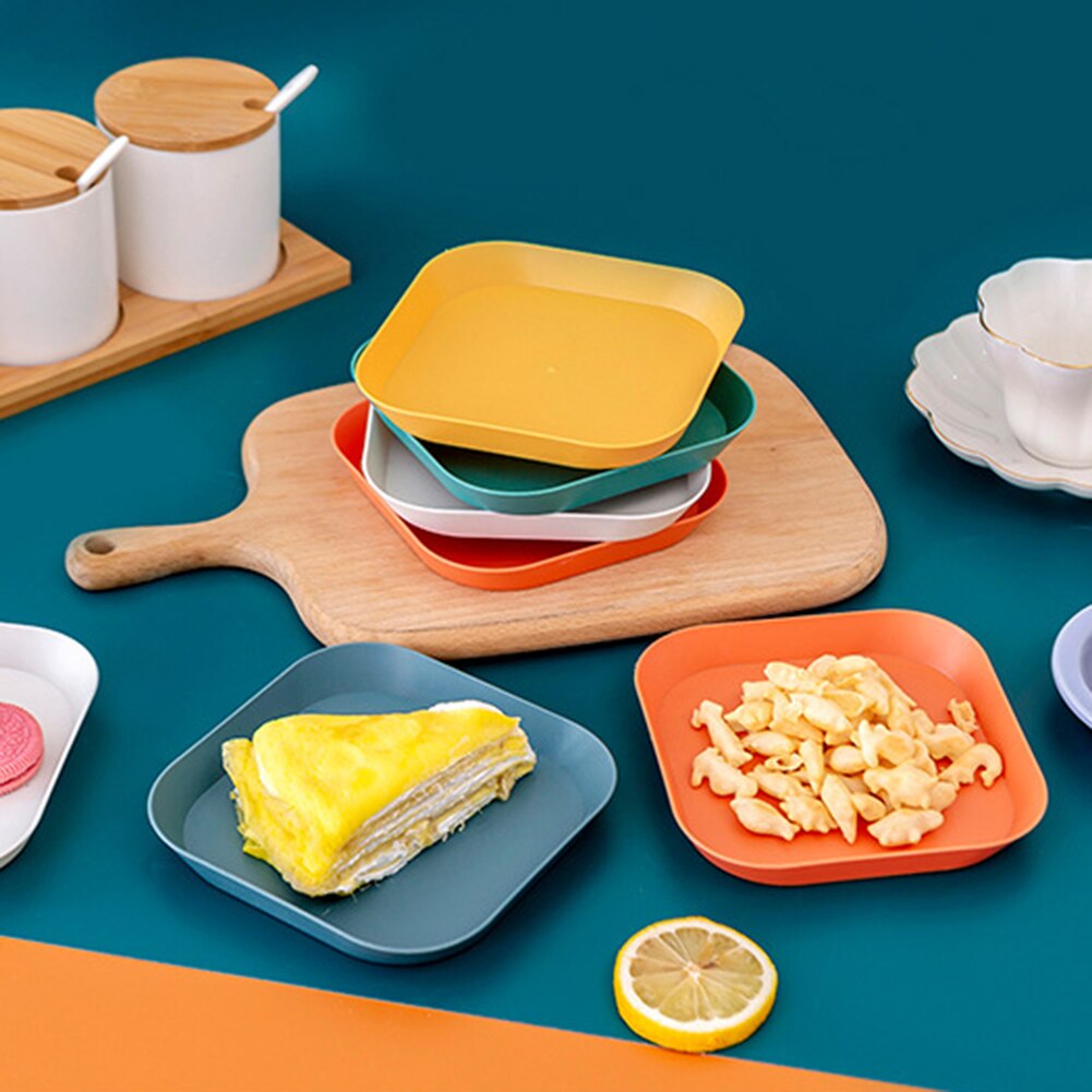 5Pcs Vierkante Plastic Voedsel Plaat Kids Peuters ... – Grandado
