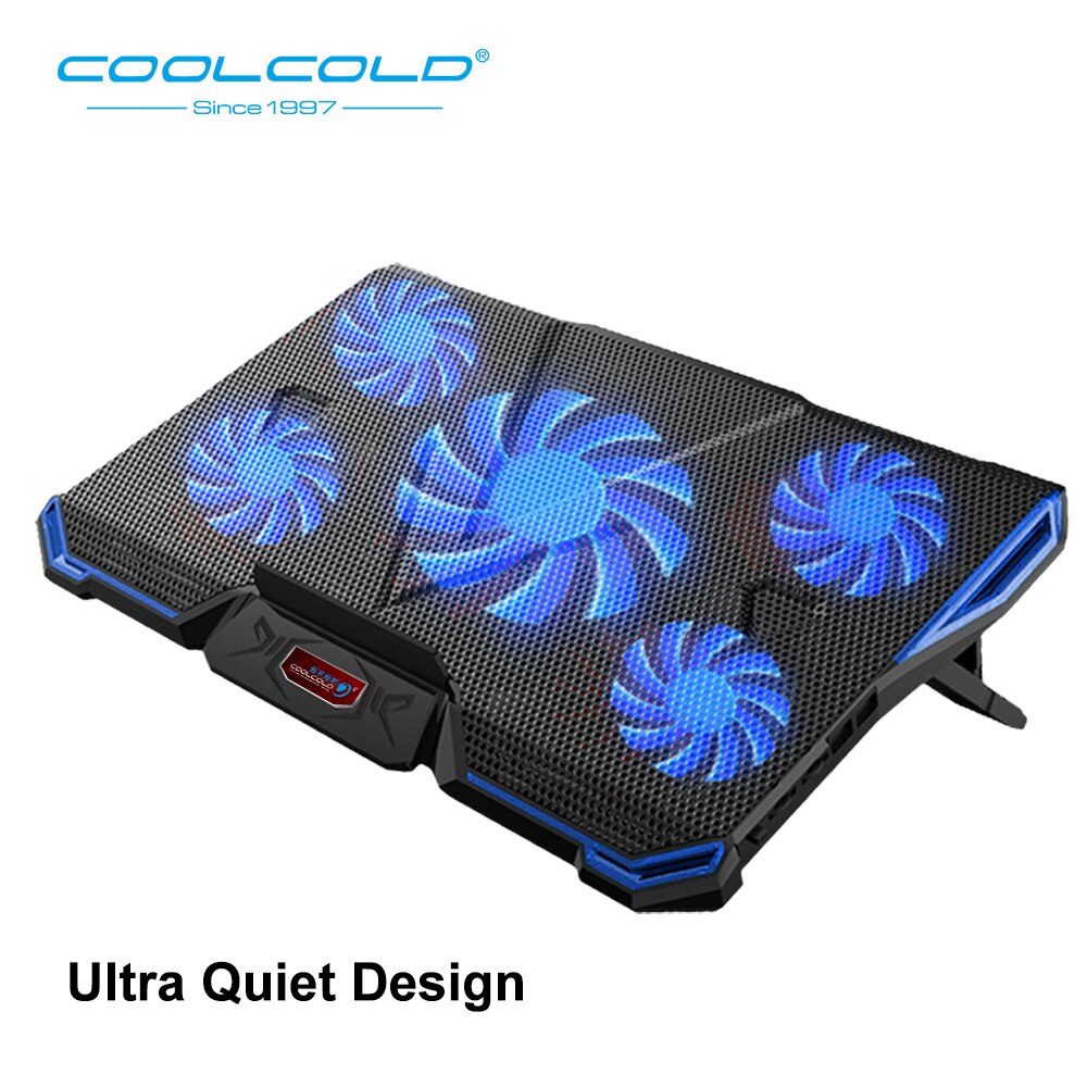 COOLCOLD Laptop Cooling Pad 2 USB 5 Fan Gaming Led... – Vicedeal