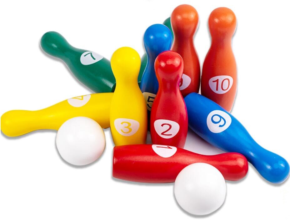 suzakoo one set wooden bowling pins and balls figu... – Grandado