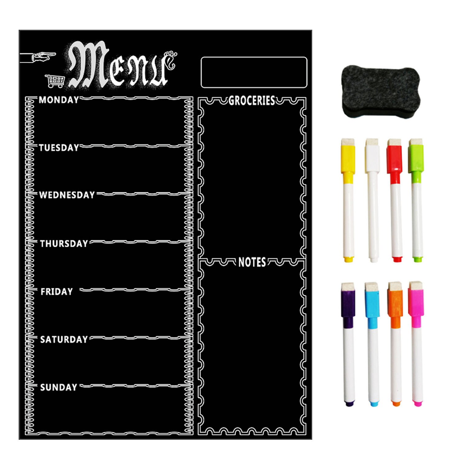 Magnetic Menu Board Kitchen Fridge Board with 8 Co... – Vicedeal