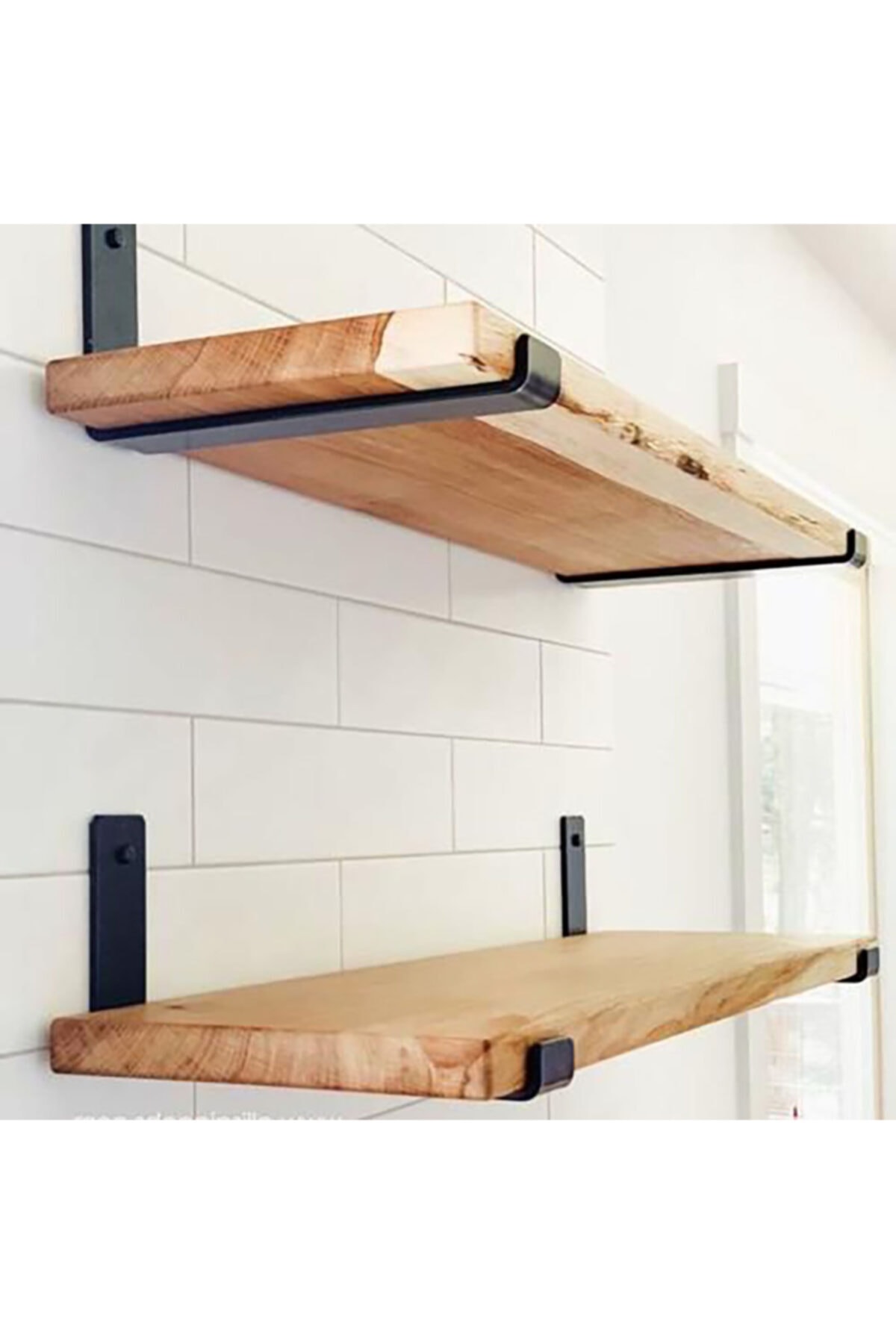 Natural Wood Iron Bracket Wall Rack Dual – Vicedeal