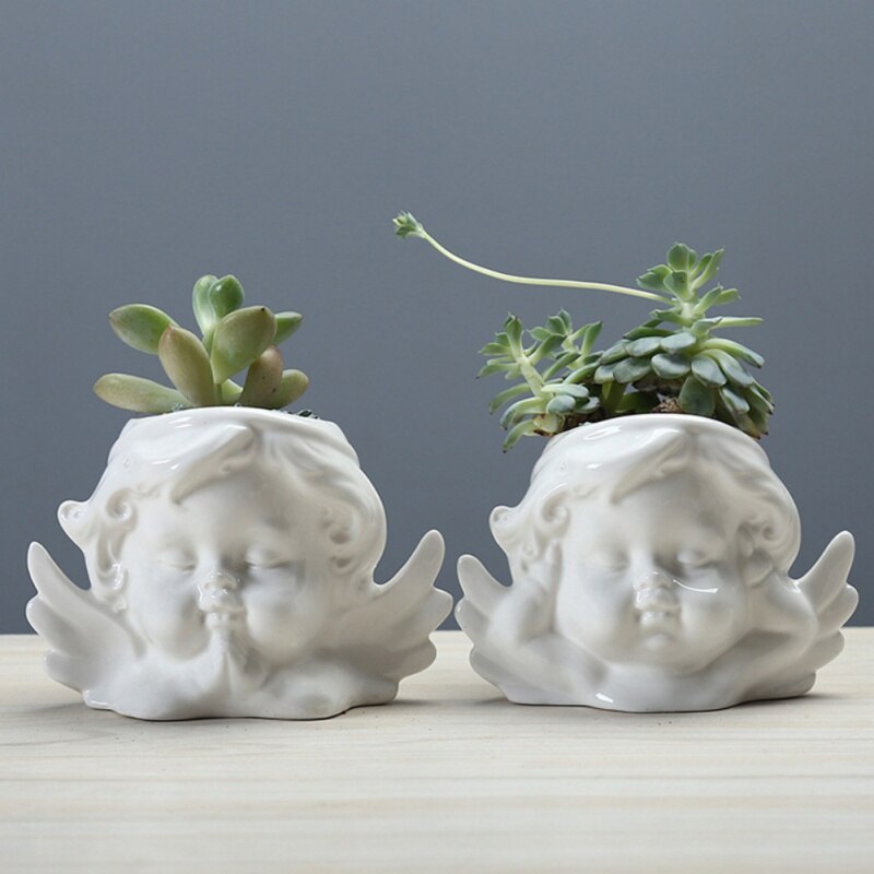 Ceramic Cherub Planter Decor Angel Succulent Flowe... – Grandado