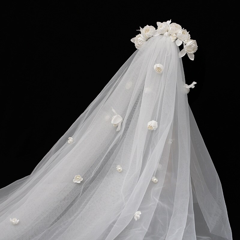 French Veil Exquisite Rose Bud Brides' Wedding... – Grandado