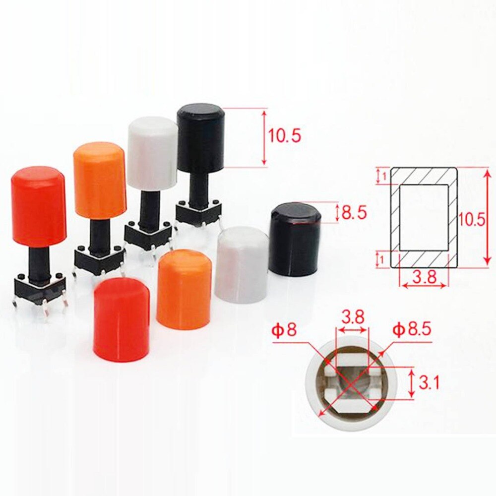 100pcs 6*6mm Button Cap Square And Round Hole Swit... – Grandado