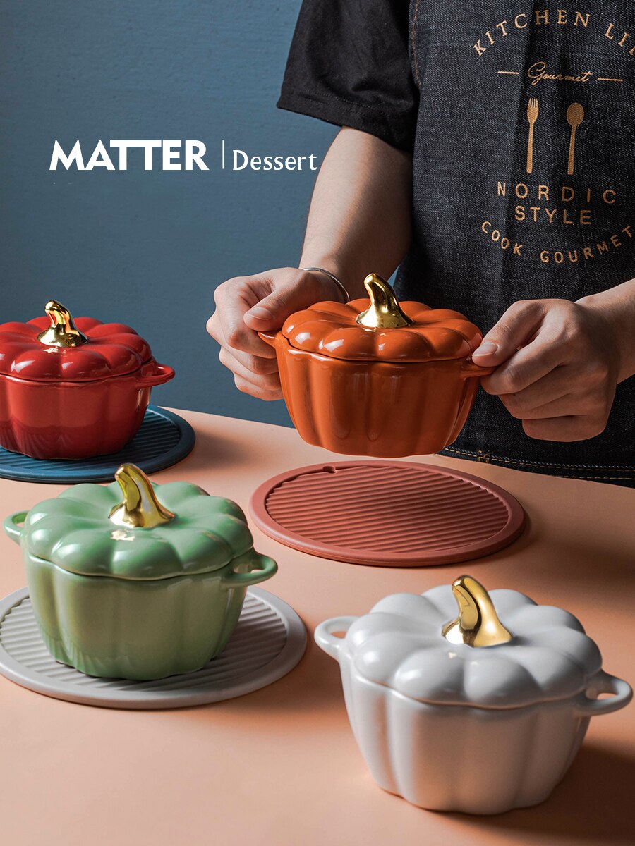 Pumpkin Ceramic Stew Pot With Lid Egg Bird's Nest ... – Grandado