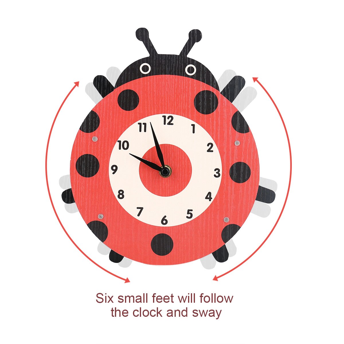 Cartoon Animal Clock Swinging Ladybug Clock Wooden... – Grandado