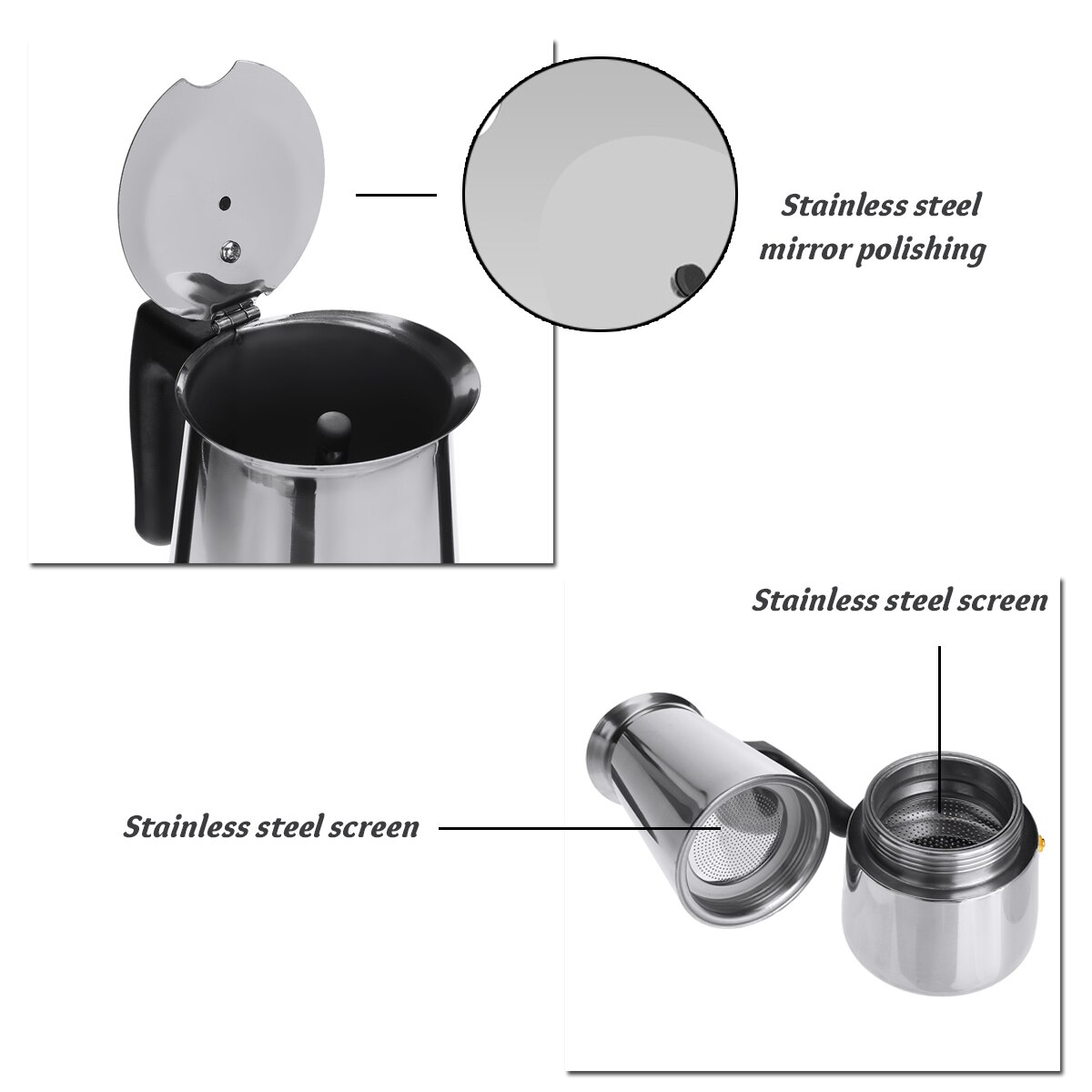 9 Cups Coffee Maker Pot Stainless Steel Mocha Espr... – Grandado