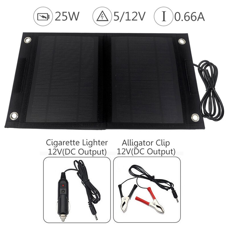 12V 25W Solar Panel Foldable Portable Waterproof U... – Grandado