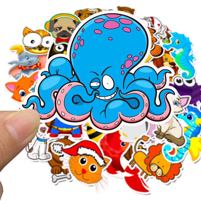 50pcs Cartoon Animal Waterproof Stickers For DIY L... – Grandado