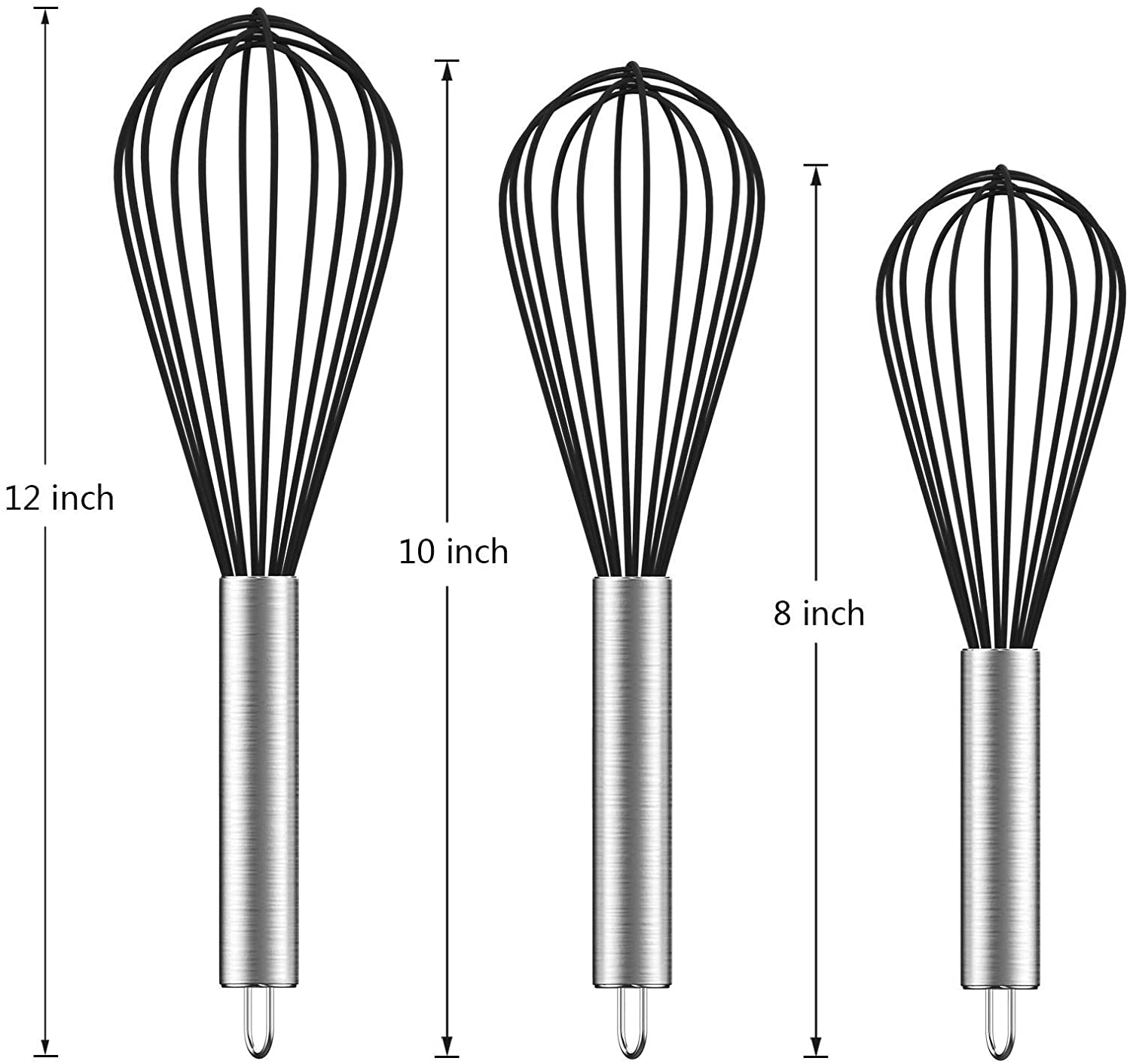 3 Pack Stainless Steel Whisks 8"+10"+12", Wire Whi... – Grandado