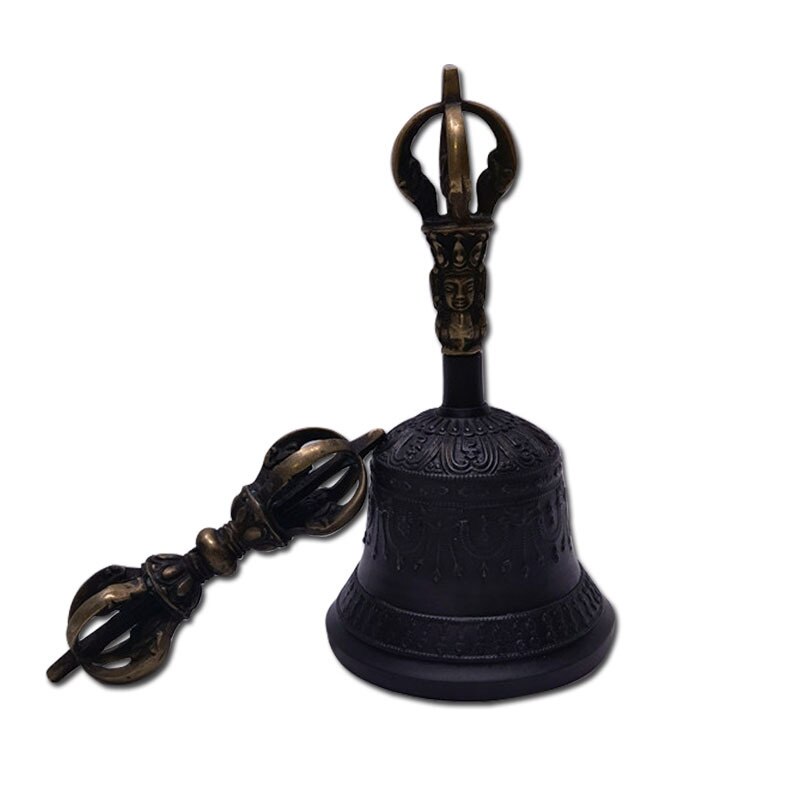 18cm Height Nepal Handle Black Hand Bell Metal Dec... – Grandado