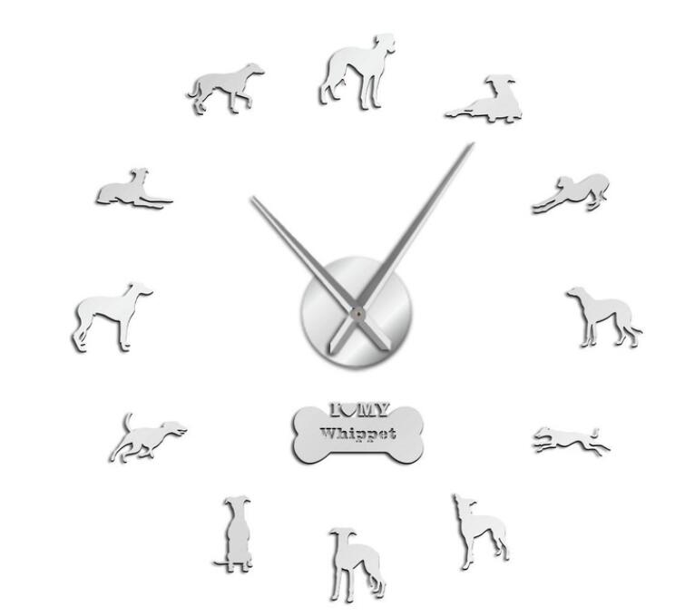 3D Acrylic DIY Wall Clock Oversized Whippet Dog Po... – Grandado
