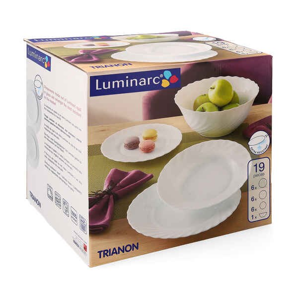 Servies Luminarc Trianon Wit Glas (19 Pcs) – Grandado