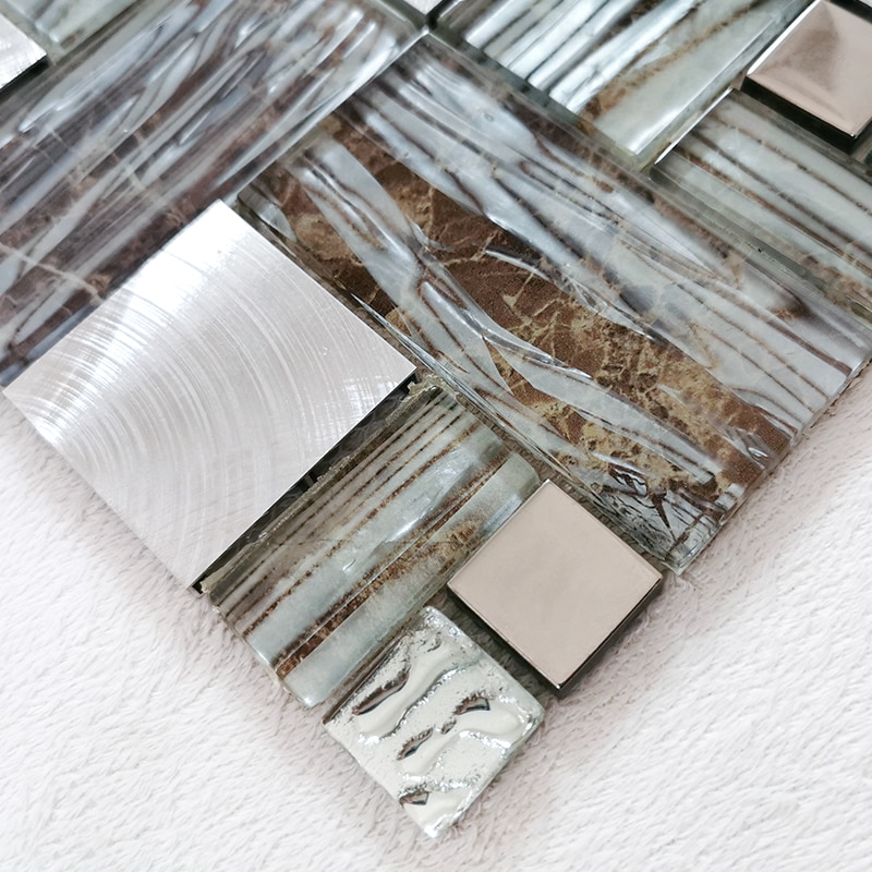 Glass Mix Brushed Silver Metal Aluminum Mosaic Til... – Vicedeal