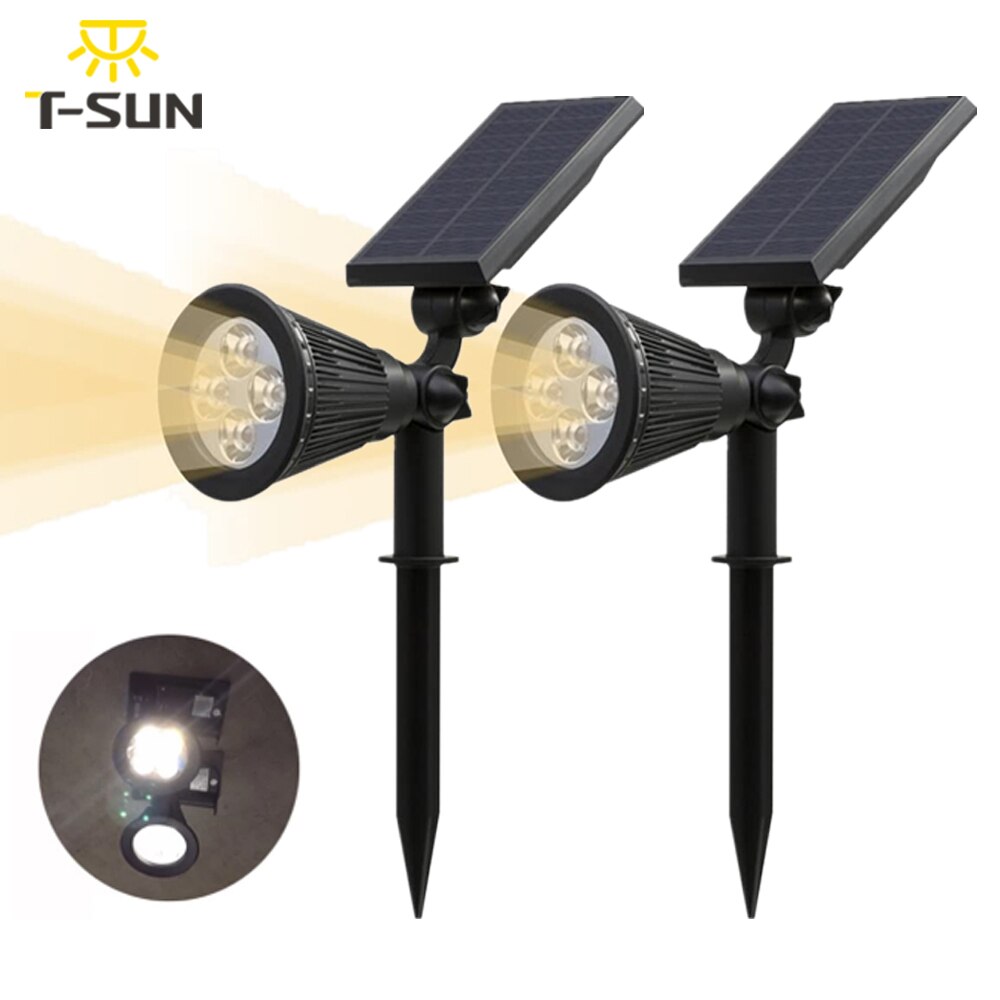 T-SUN 2Packs Warm White Solar Power Light IP65 Sol... – Grandado