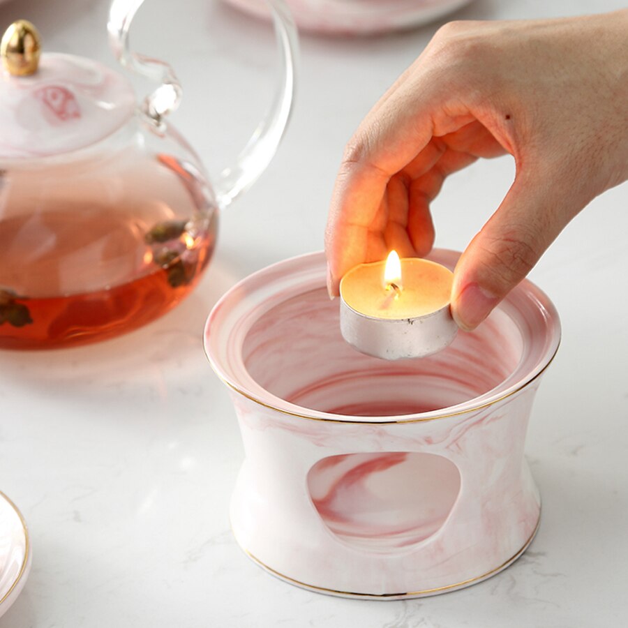 Glass Teapot With Ceramic Teapot Base Marble Tea P... – Grandado