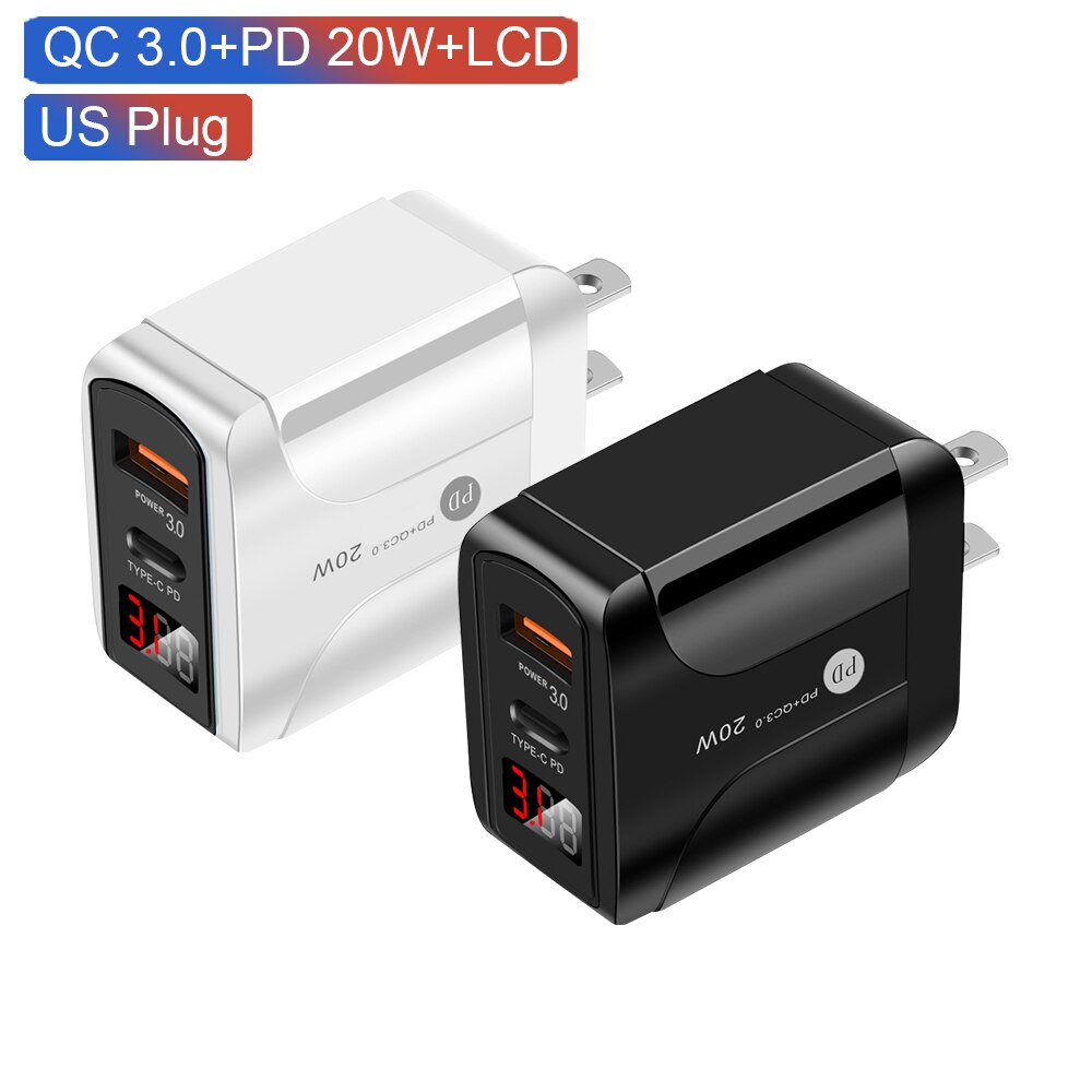 Eu/Uk/Us Plug 20W Type-C Wall Charger Snelle Adapt... – Grandado