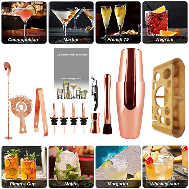 1-13 Stuk Rose Goud Zwart Cocktail Shaker Set Bar ... – Vicedeal