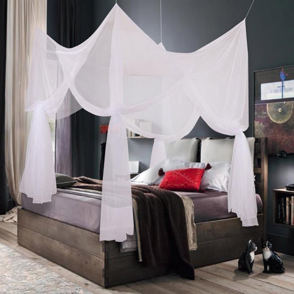 Moskitonetz Weiß Für Doppel vier Ecke Erwachsene B... – Grandado