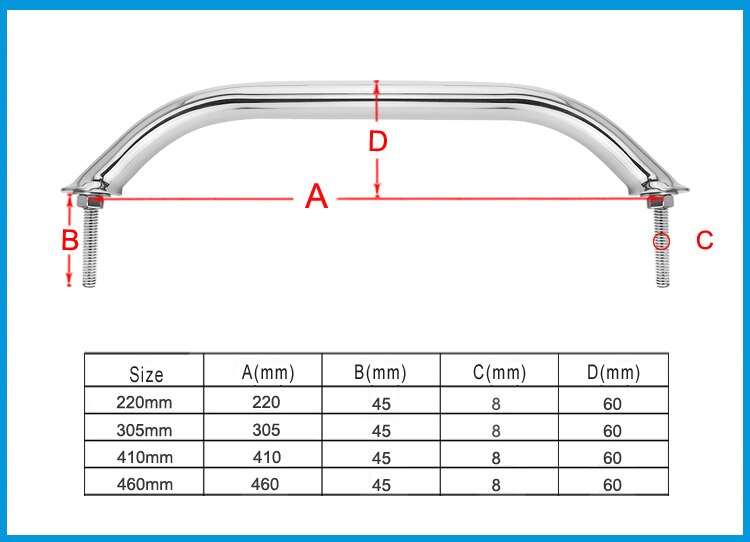 Marine Grade SS 316 Grab Handle Door Handrail Grip... – Vicedeal