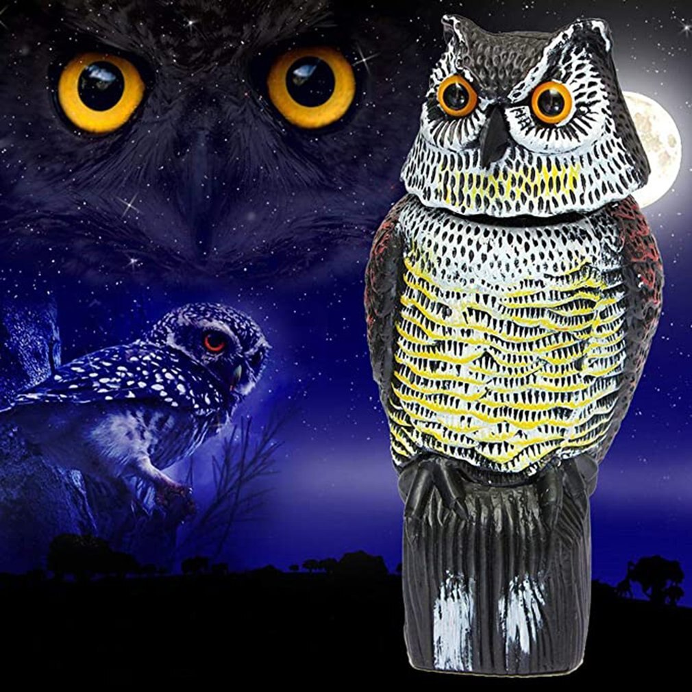 Realistic Bird Scarer Rotating Head Sound Owl Prow... – Grandado