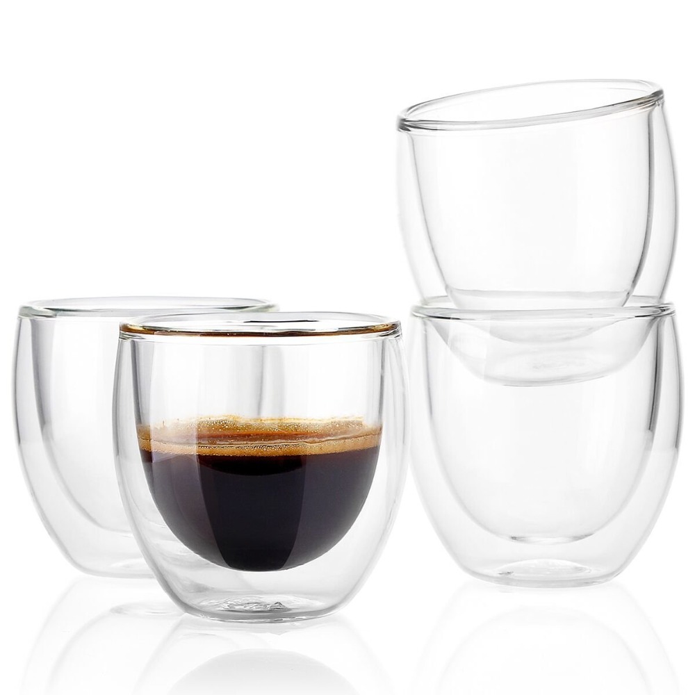 4pcs double layers80ML heat resistant glass matera... – Grandado