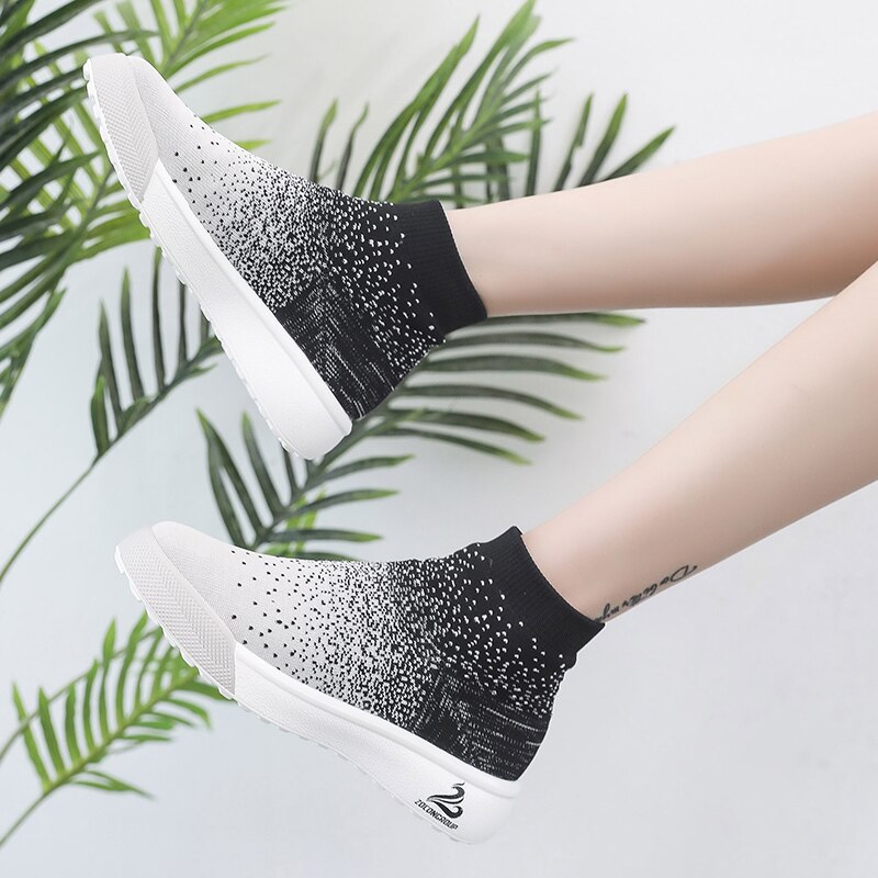 Fujin Women Sneakers Female Knitted Vulcanized Sho... – Grandado